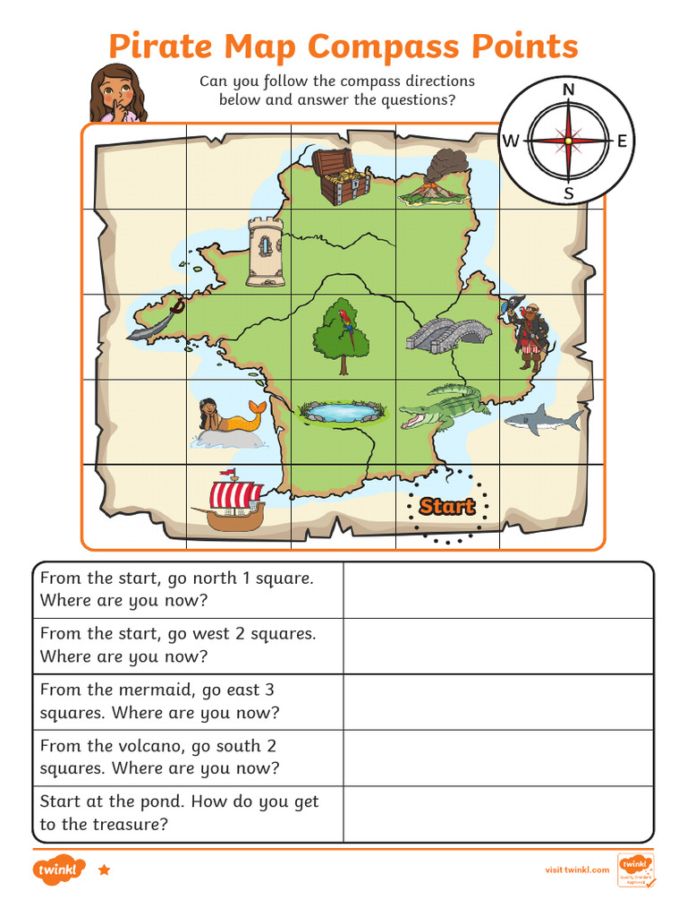 T TM 6783833 Pirate Treasure Map Compass Points Activity - Ver - 1 | PDF