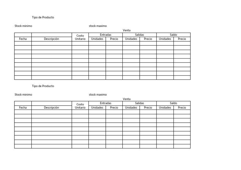 Modelo de Kardex | PDF