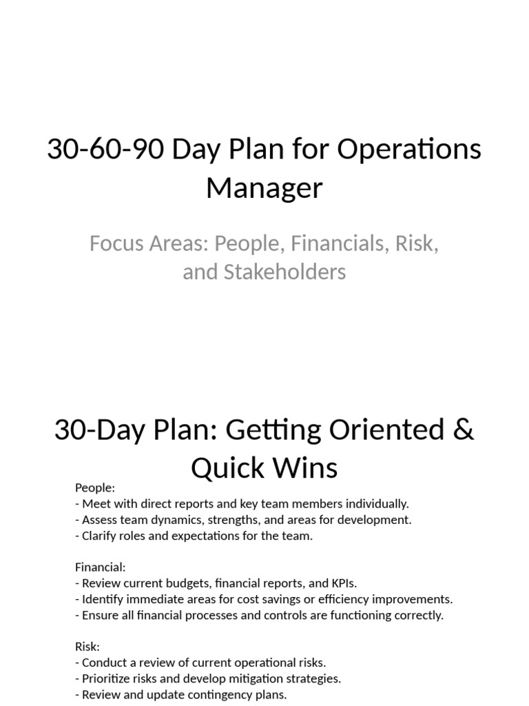 30-60-90 Day Plan | PDF