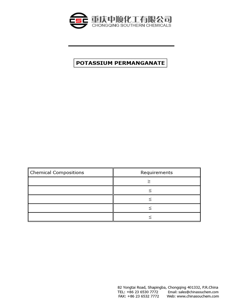 TDS Potassium Permanganate | PDF