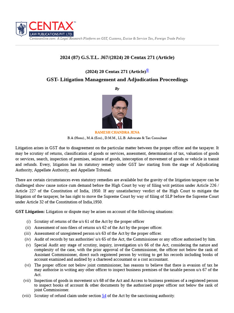 2024 09 05T00 00 Article GST Litigation Management and Adjudication ...