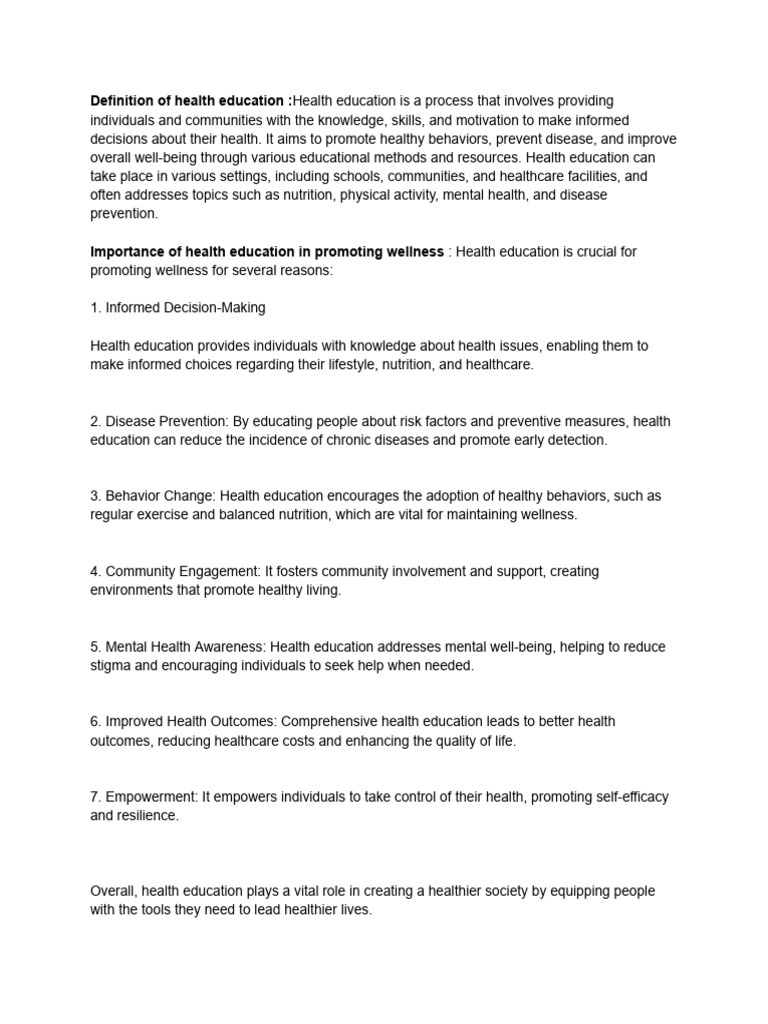 Health Education | PDF