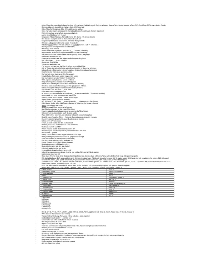 Phlebotomy Final Review Guide | PDF