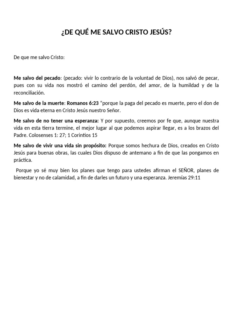 De Qué Me Salvo Cristo Jesús | PDF