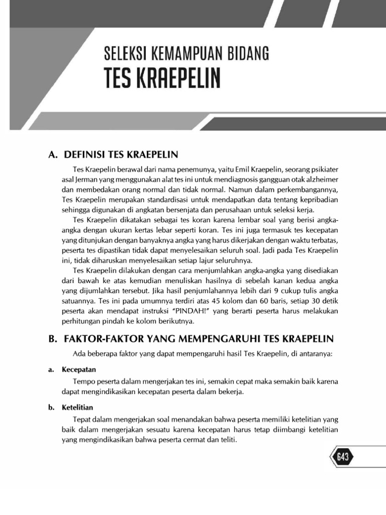Tes Kraepelin - Psikotes CPNS 2023 | PDF