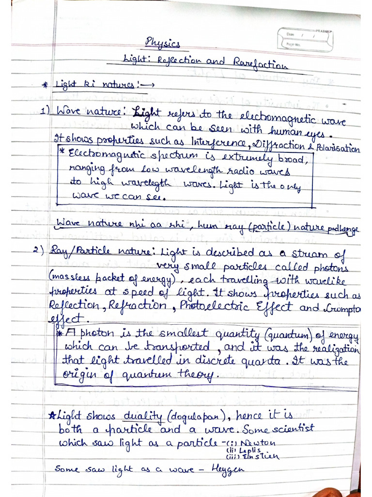 Light Short Notes | PDF