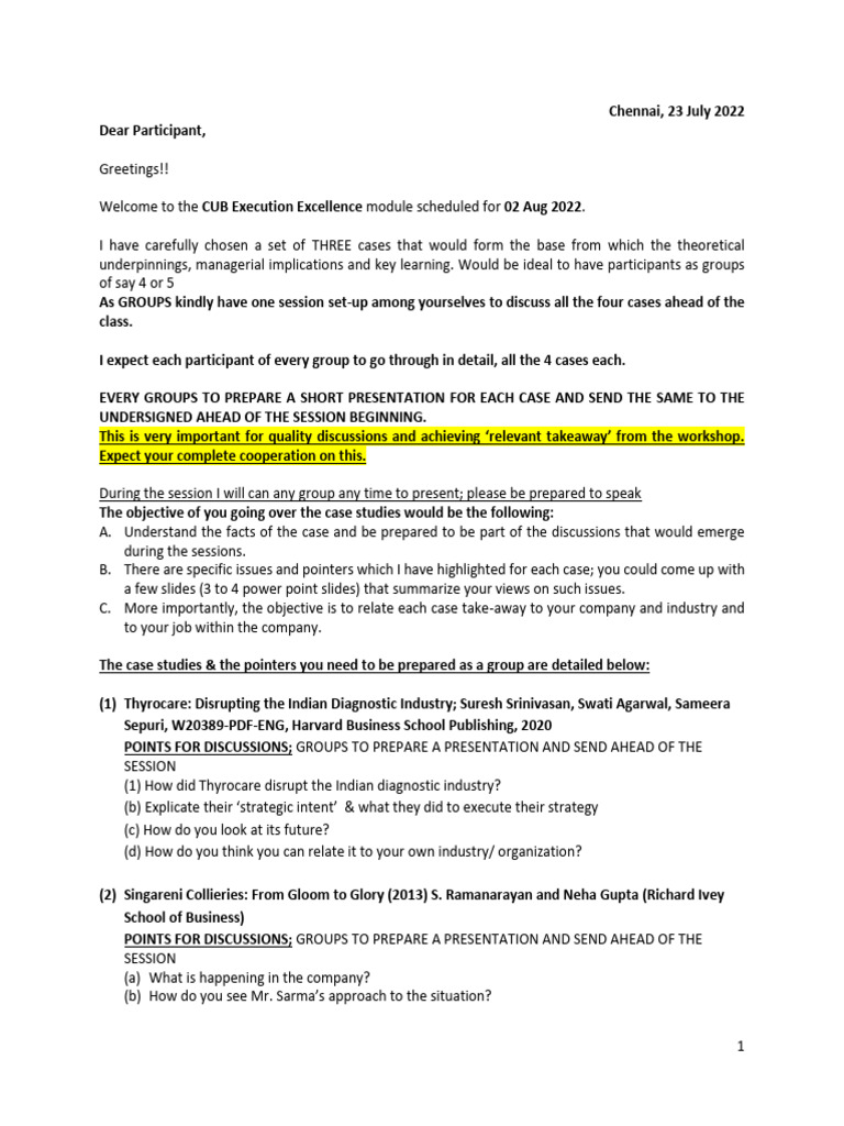 Introduction Letter - CUB Execution Excellence 02 Aug DR Suresh ...