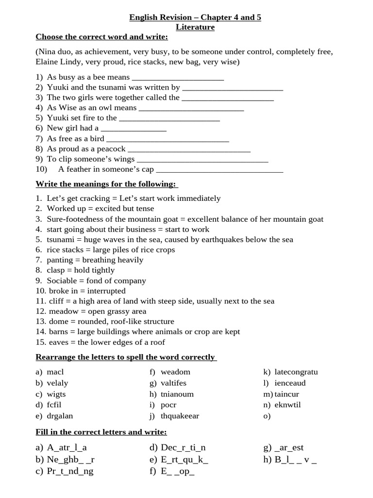 English Revision - Lesson 4 and 5 | PDF