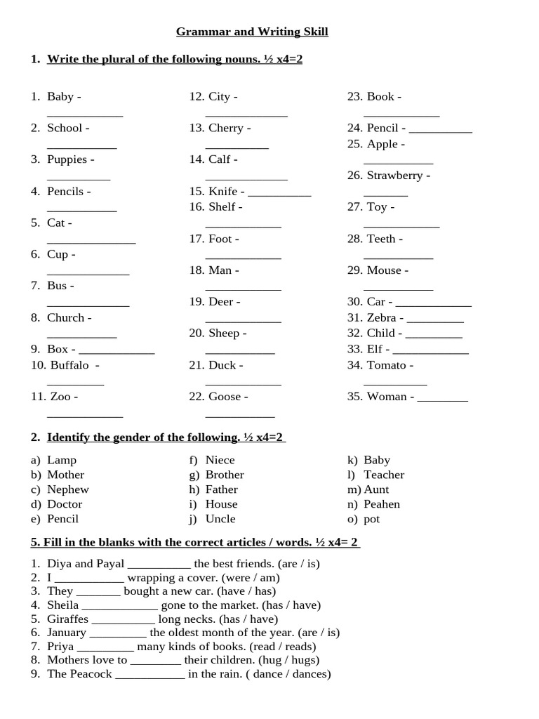 Grammar and Writing Skill For Mid Term | PDF