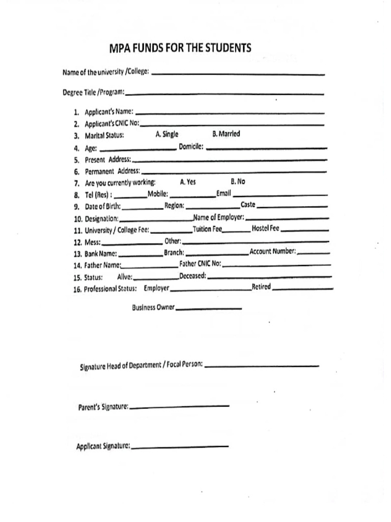 Mpa Funds For The Students | PDF