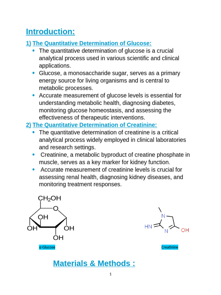Rapport tp2 Dosage Creat Et Gly | PDF