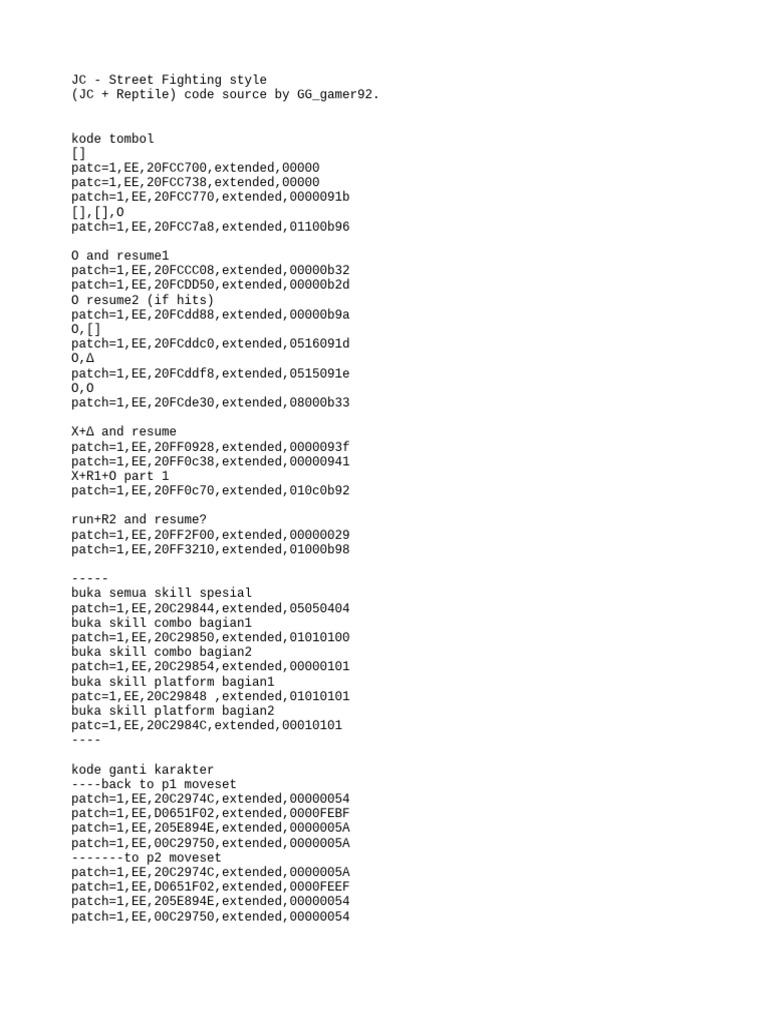 JC Street Fighter Code Source by @GG - Gamer92 | PDF