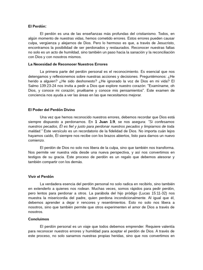 Taller Sobre El Perdon | PDF | Perdón | Pecado