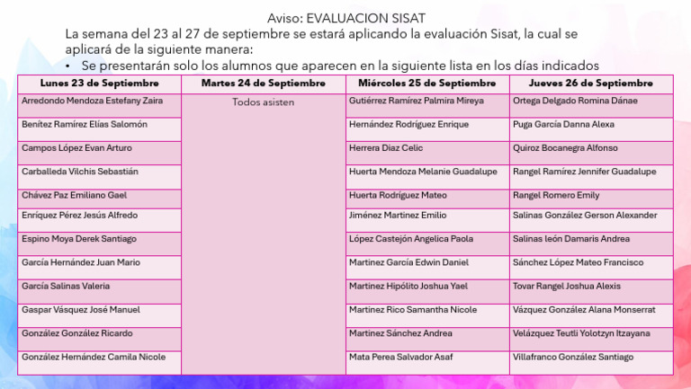 Aviso Evalusión Sisat 3°B | PDF