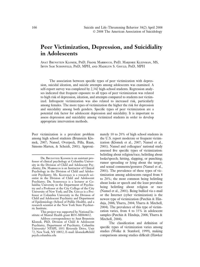 Brunstein-Klomek, 2008 | PDF