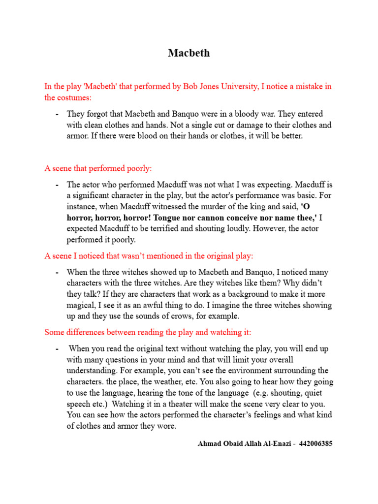 Macbeth 1 | PDF