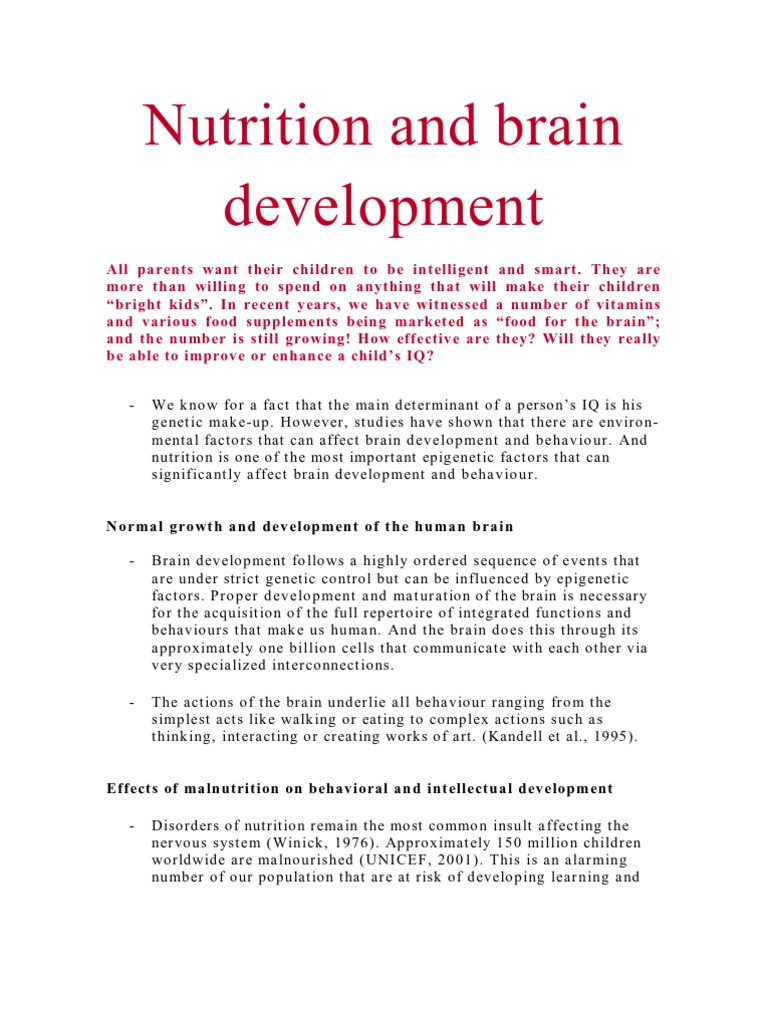 Nutrition and Brain Development | Neurology | Neurobiology