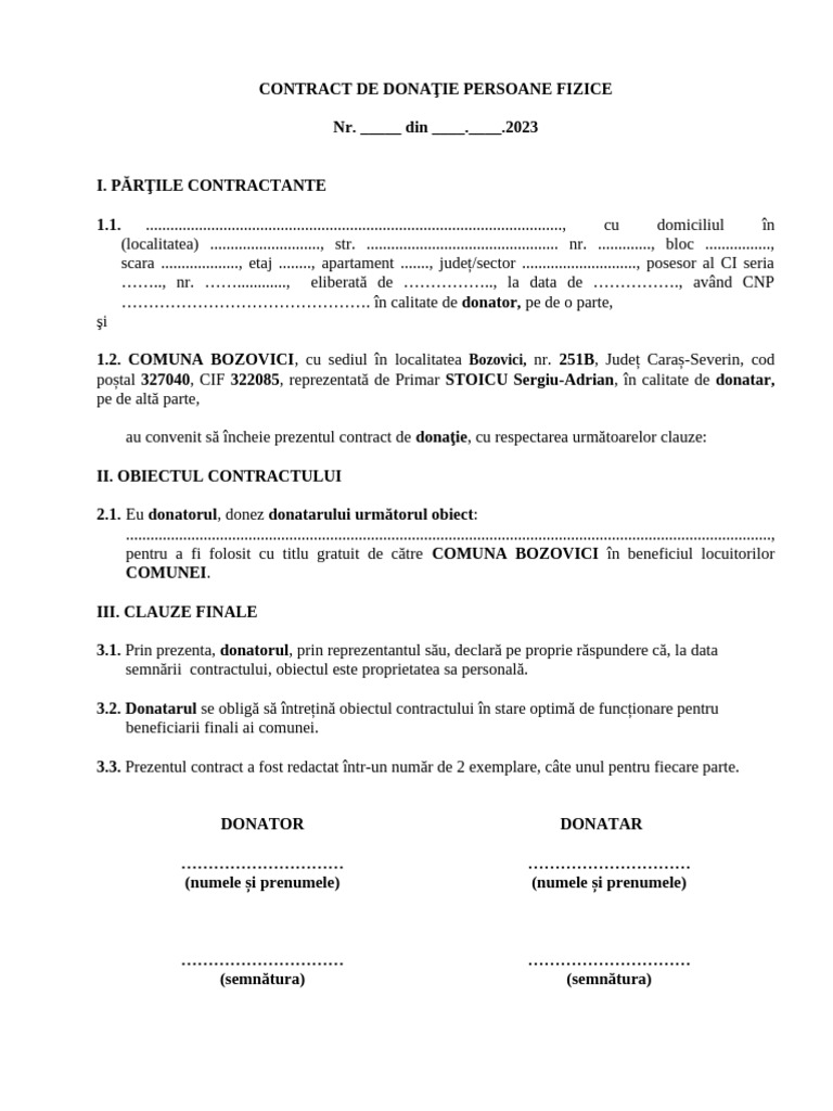 Contract - Donatie PF-PJ | PDF