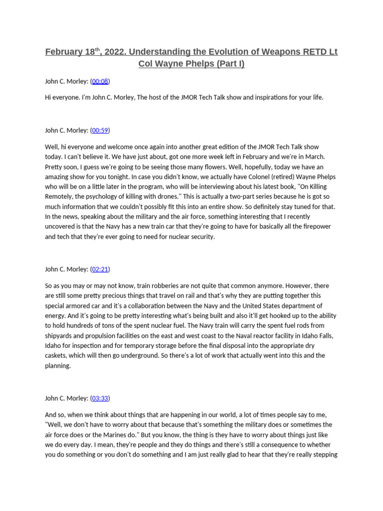 February 18th, 2022. Understanding The Evolution of Weapons RETD LT Col ...