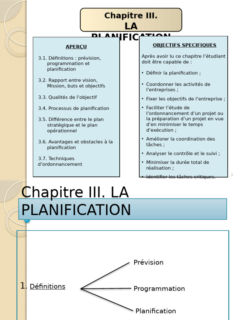 Chapitre III. La Planification | PDF