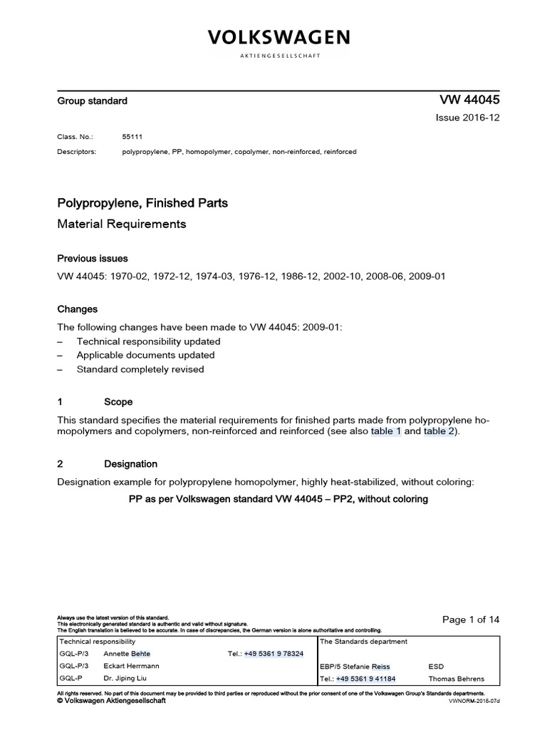 VW 44045 (Eng) | PDF
