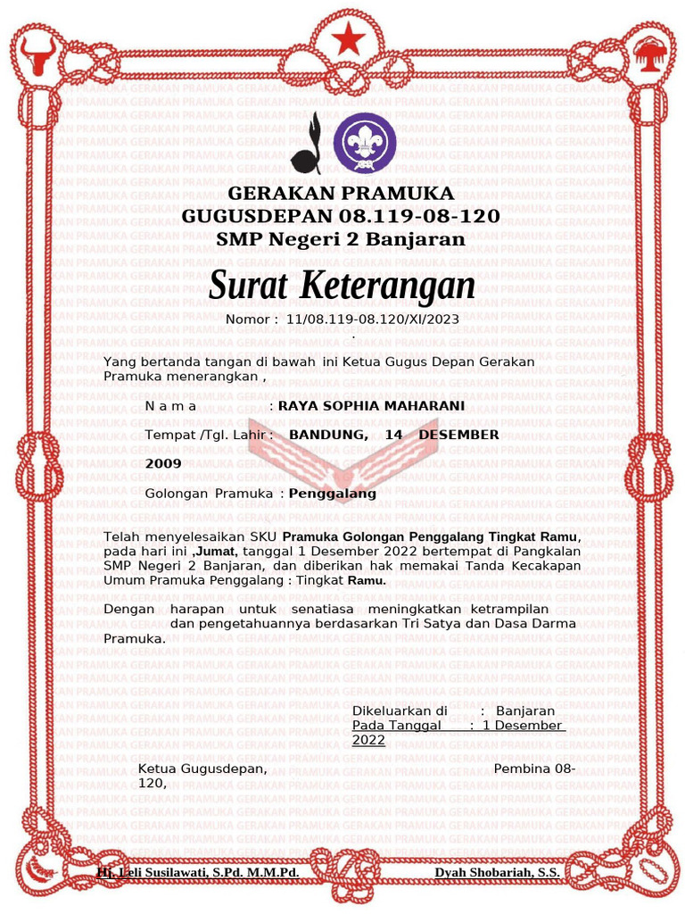 Piagam SKU Penggalang Ramu 1 | PDF