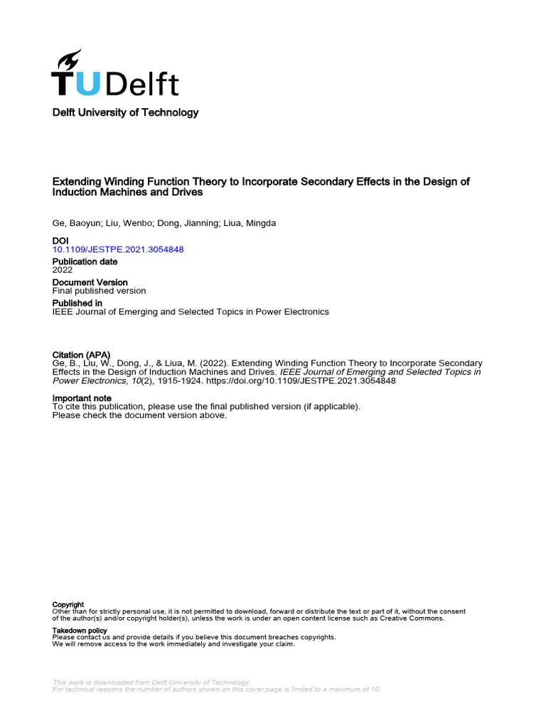 Extending Winding Function Theory To Incorporate Secondary Effects in The Design of Induction ...