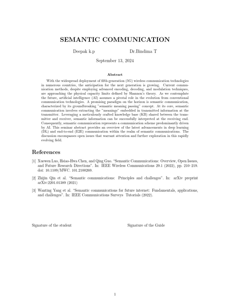 Semantic Communication: References | PDF