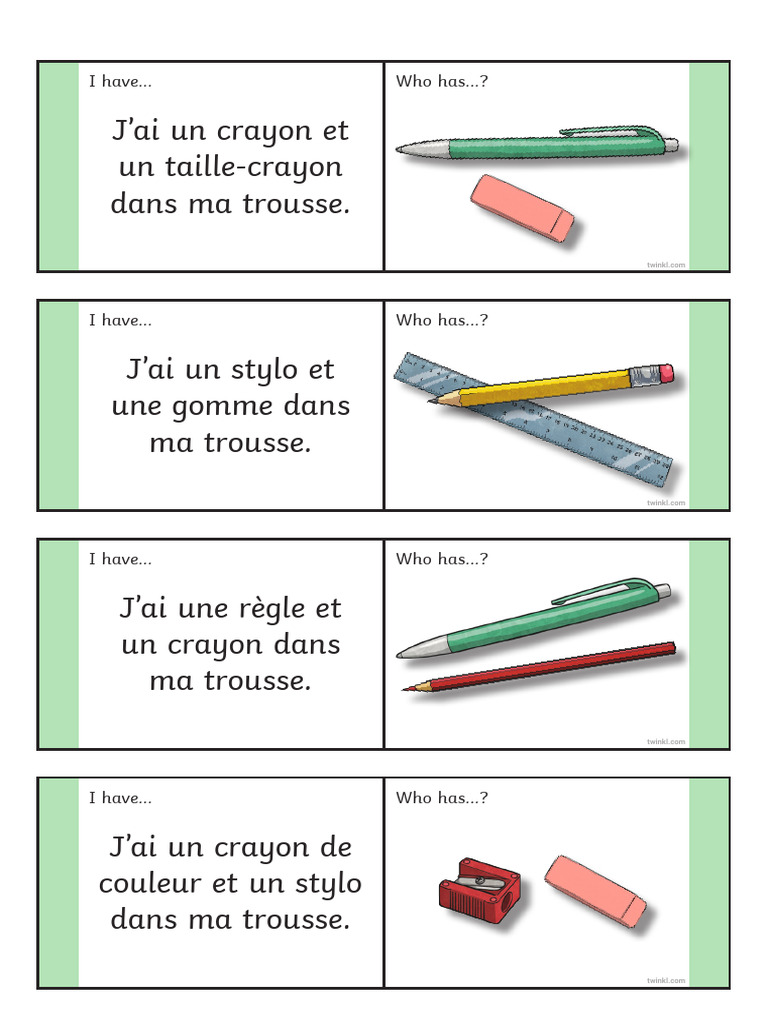 What's in Your Pencil Case - Loop Cards | PDF