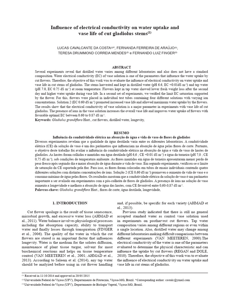 Influence of Electrical Conductivity On Water Uptake and | PDF