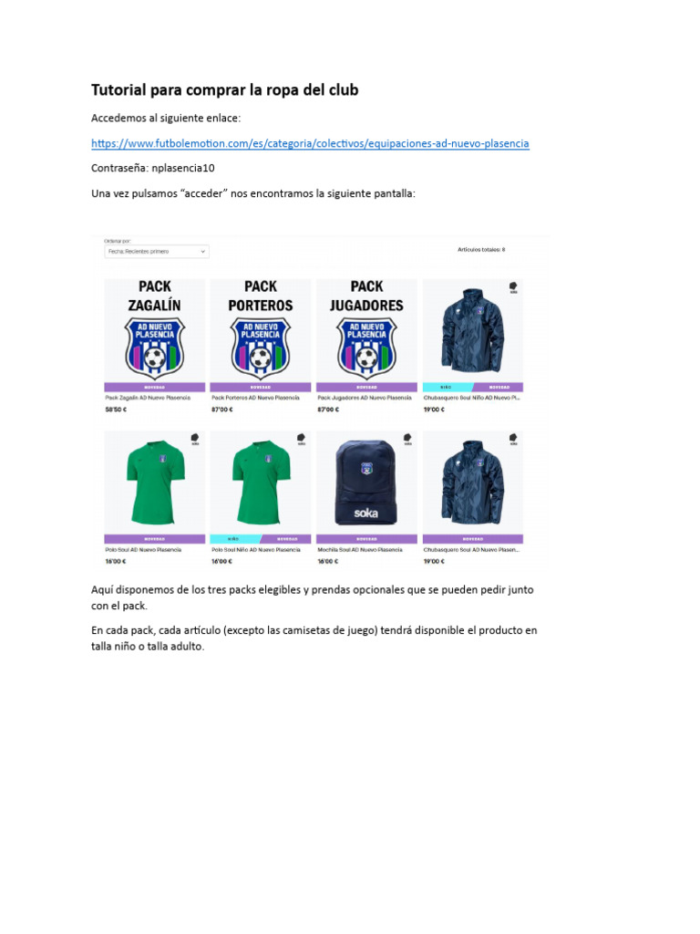 Tutorial para Comprar La Ropa Del Club | PDF
