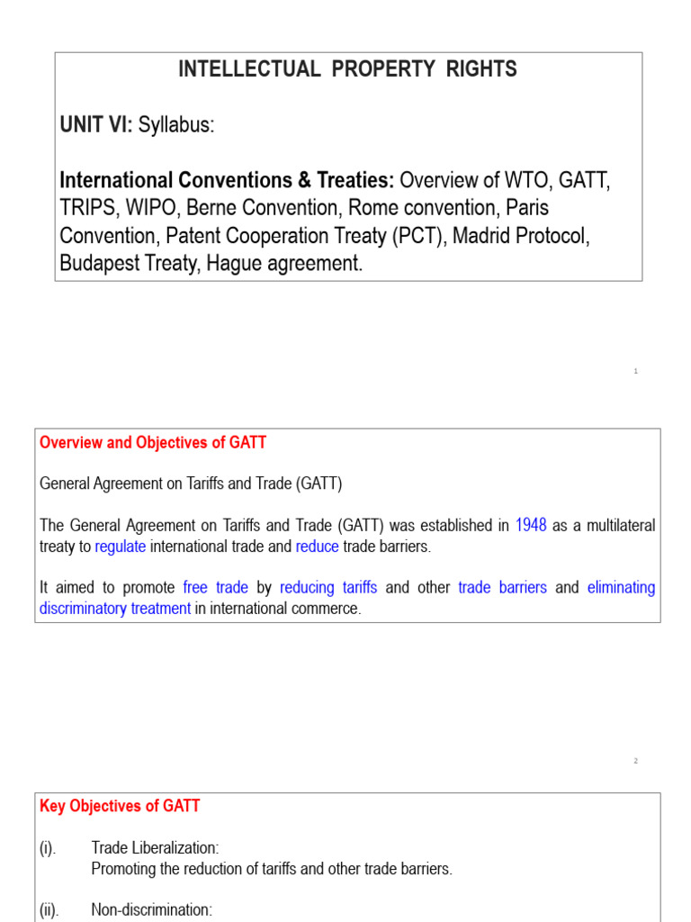 Overview of International IP Treaties | PDF | World Intellectual ...