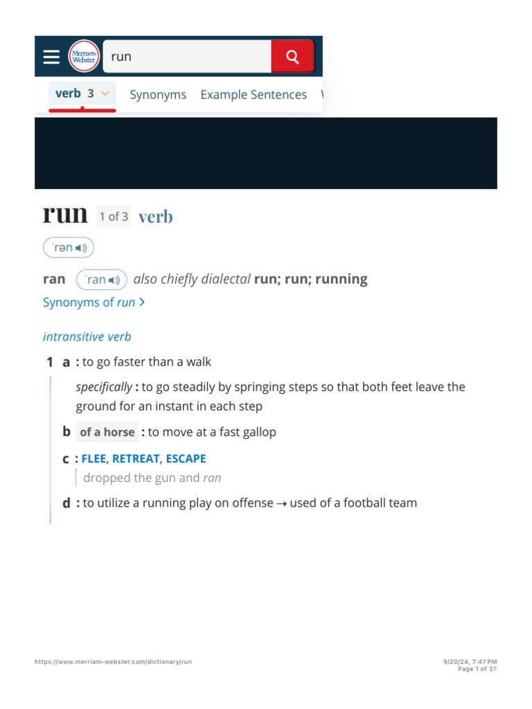 Run Definition & Meaning - Merriam-Webster | PDF