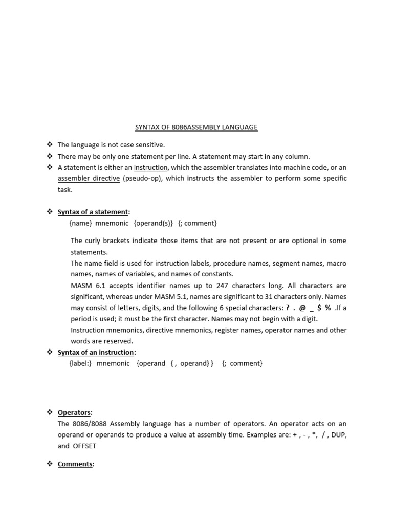 Assembly Language | PDF