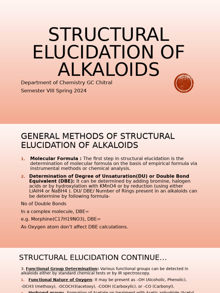 Structural Elucidation of Alkaloids | PDF