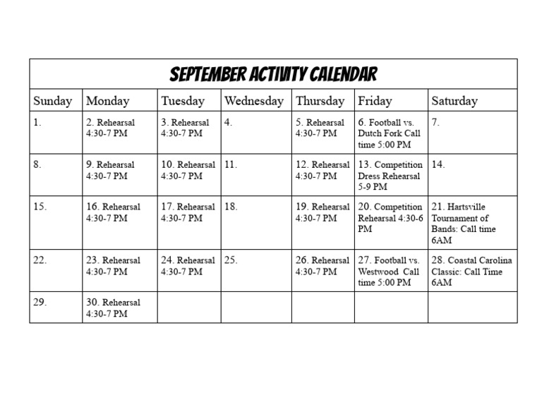 September Activity Calendar | PDF