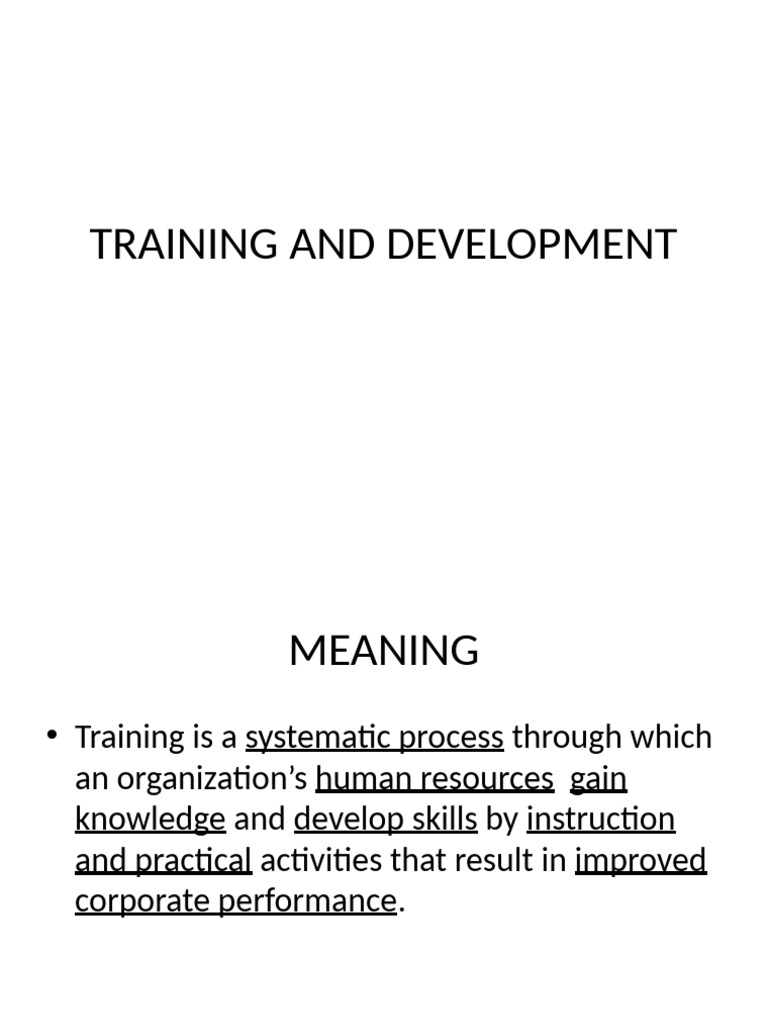 Training and Development | PDF