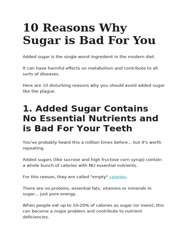 10 Reasons Why Sugar Is Bad For You | PDF