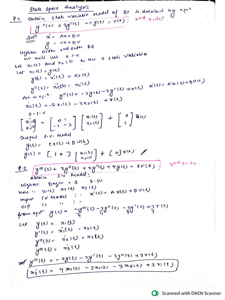 Unit 1 - State Space Analysis - Notes | PDF