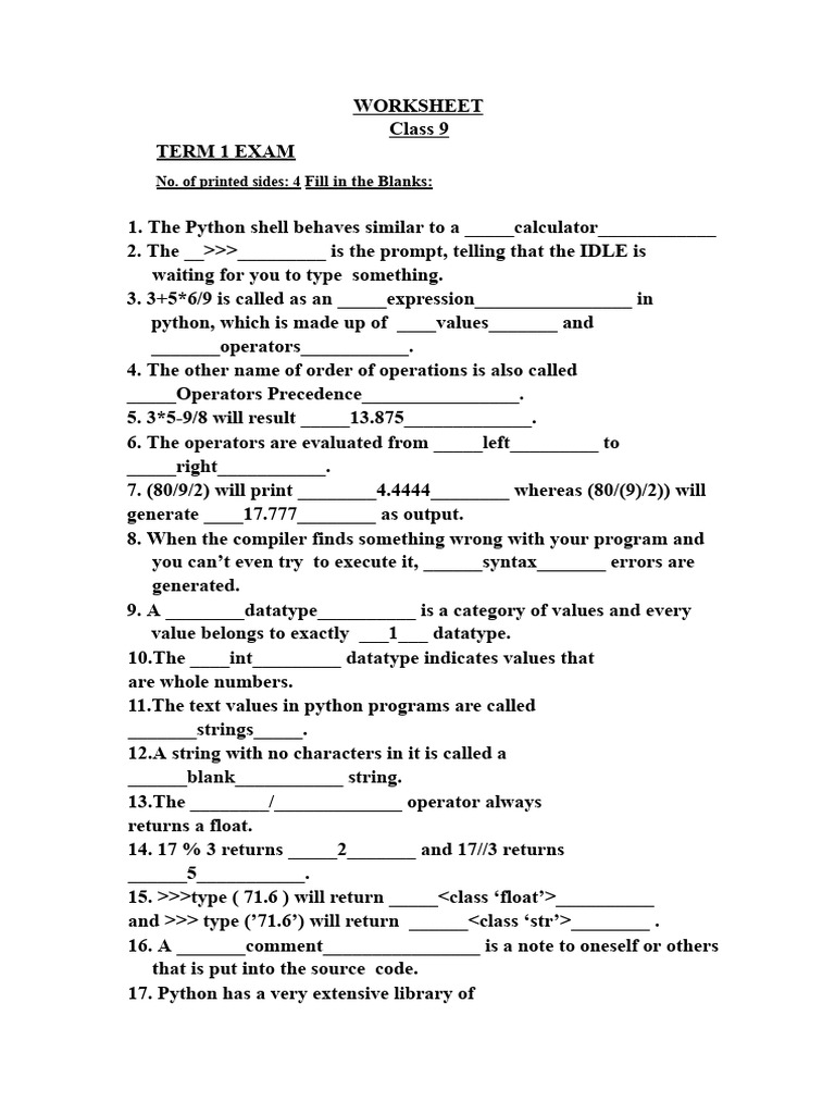 WORKSHEET | PDF
