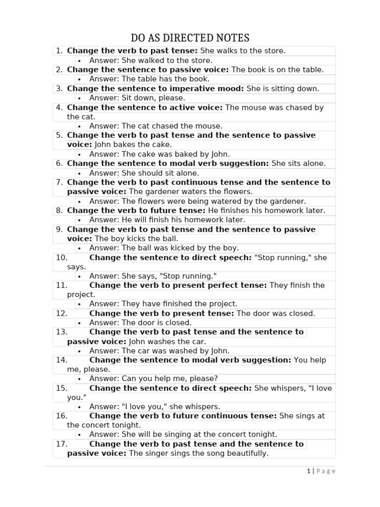 Do As Directed Notes | PDF