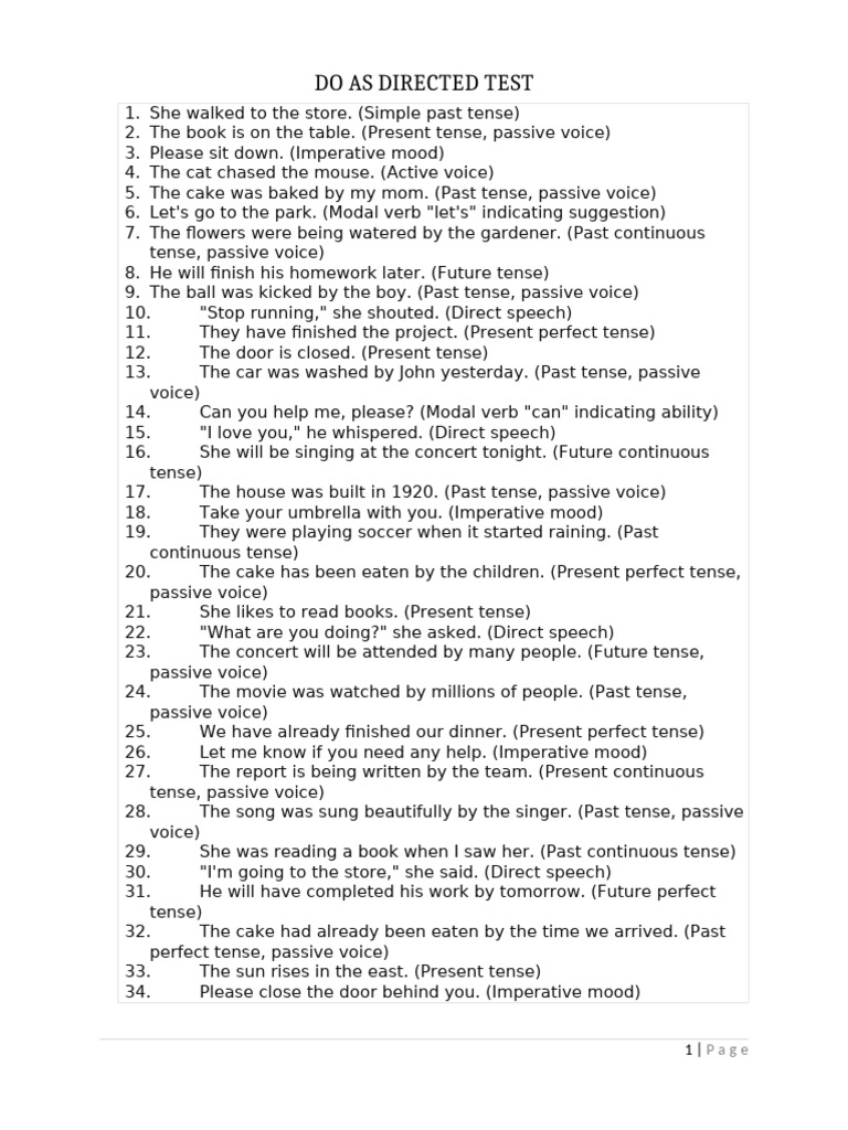 Do As Directed Test | PDF