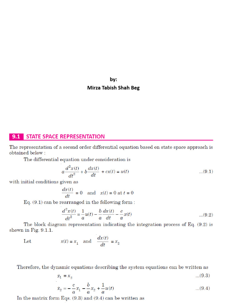 Unit 2 State Space Representation Pdf