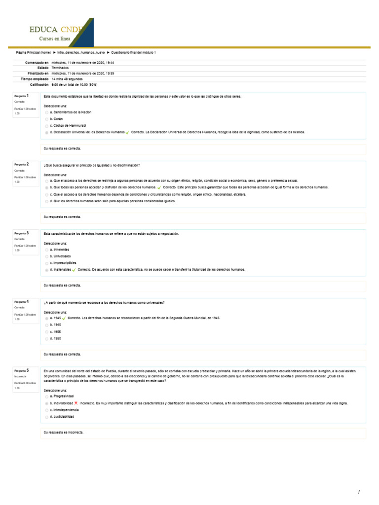 Cuestionario Final Mod1 DDHH | PDF