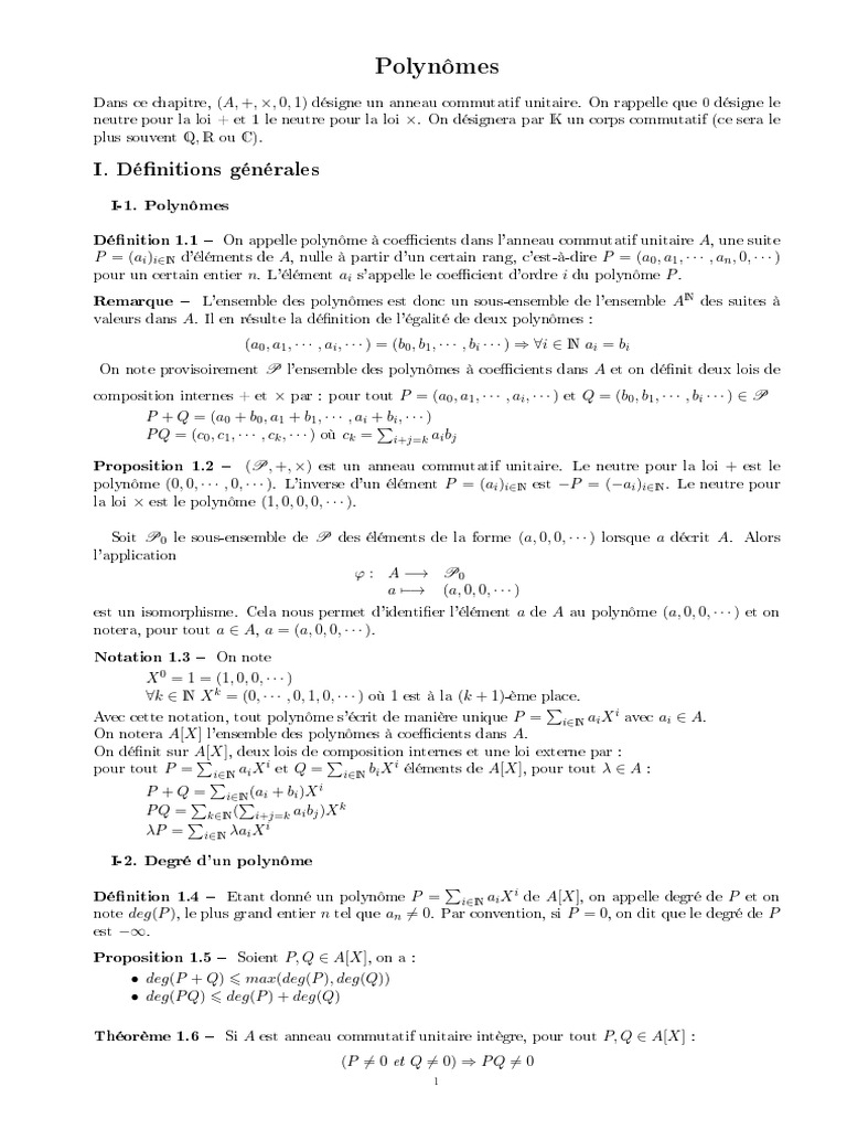 Polynômes | PDF