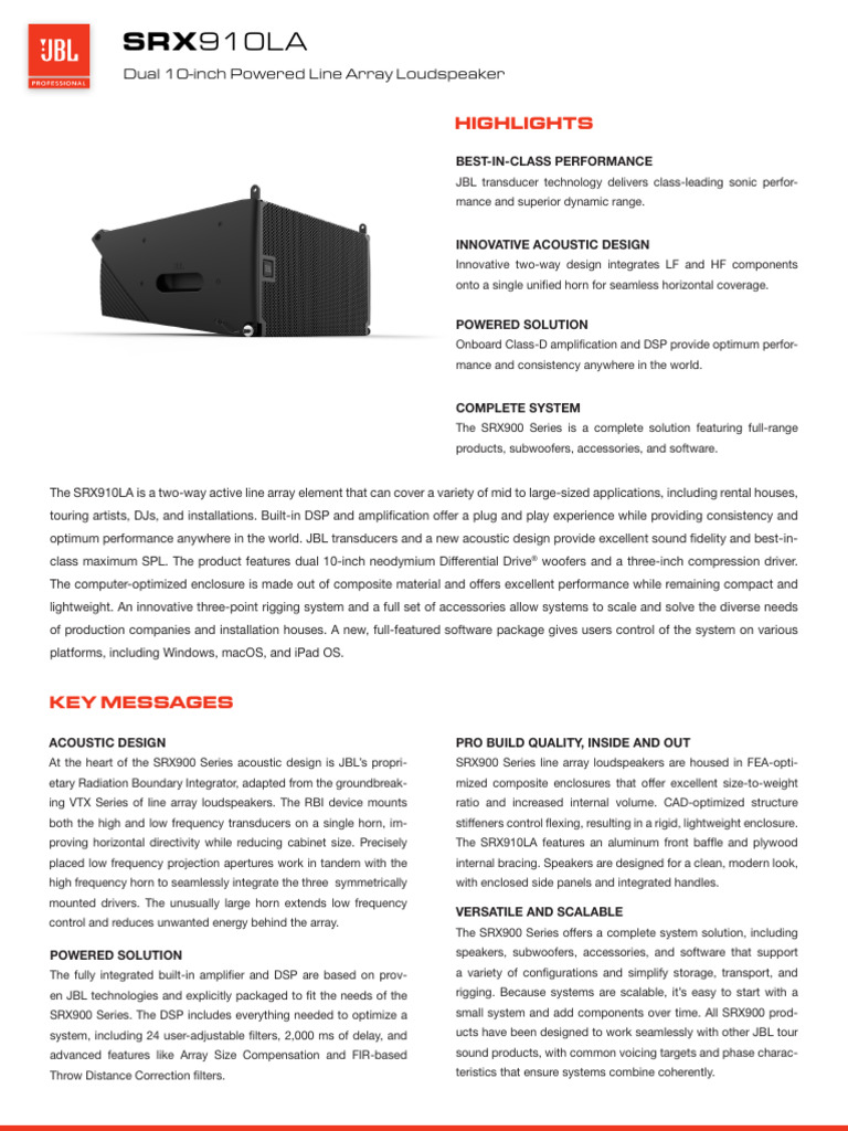 SRX910LA Spec Sheet - 1000365007A-En - Final | PDF