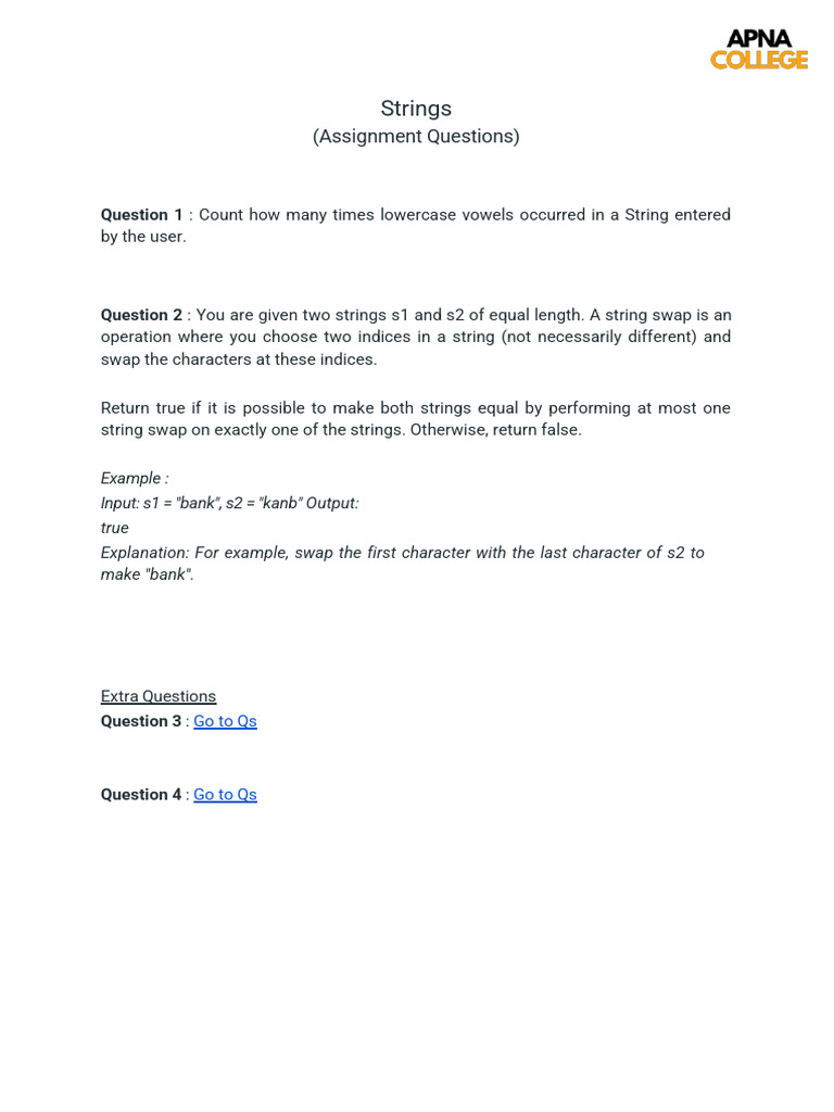 String - Questions | PDF