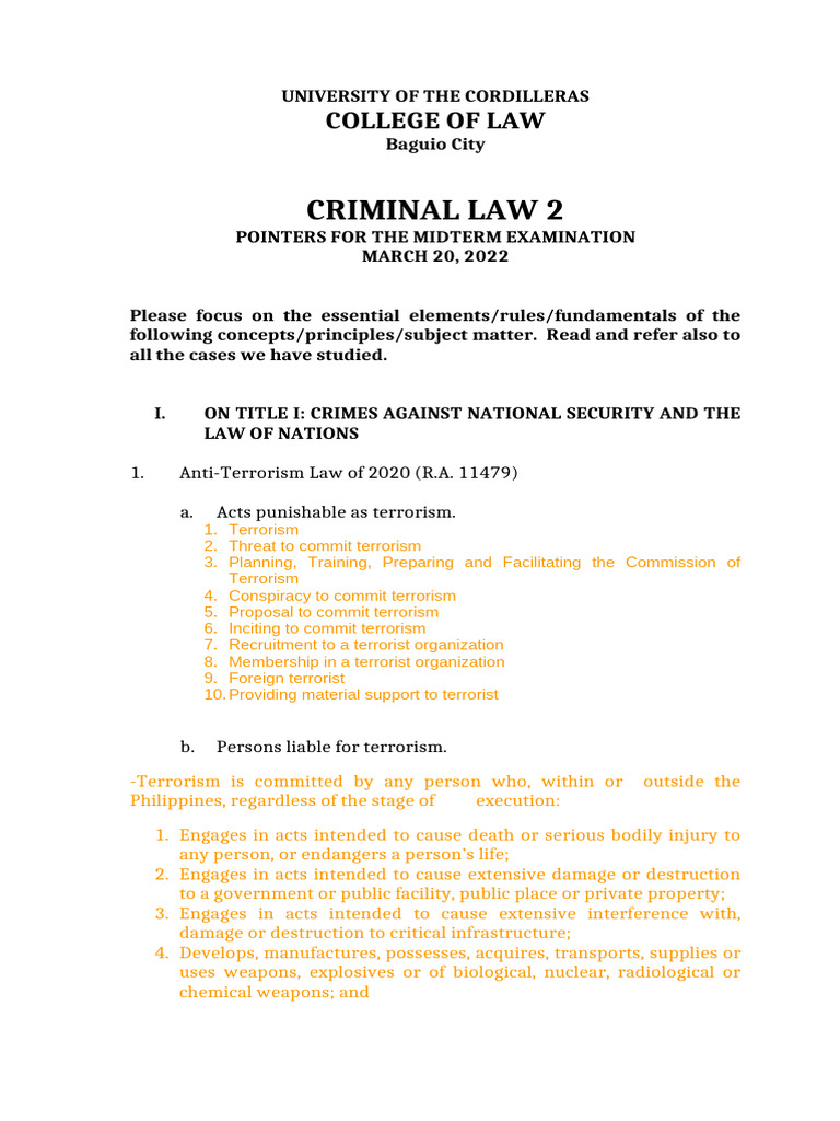 Crim 2 Midterm Pointers 2022 | PDF