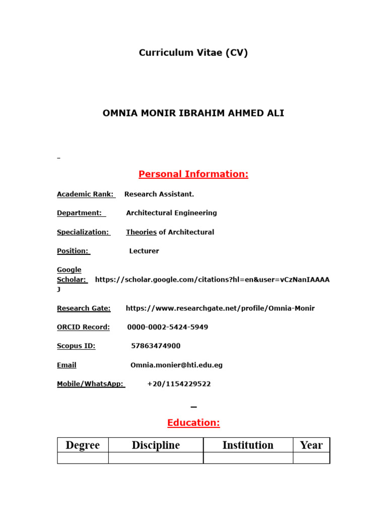 Curriculum Vitae | PDF