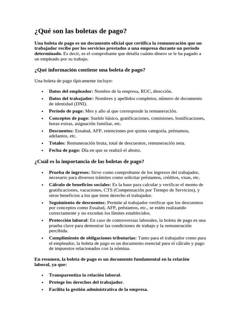 Qué Son Las Boletas de Pago | PDF